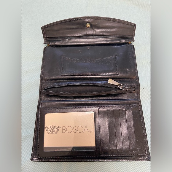 Bosca | Bags | Vintage Bosca Black Leather Long Wallet Horizontal ...